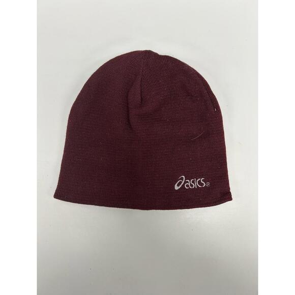 Asics | Accessories | Asics Reversible Knit Beanie Hat Burgundy And ...